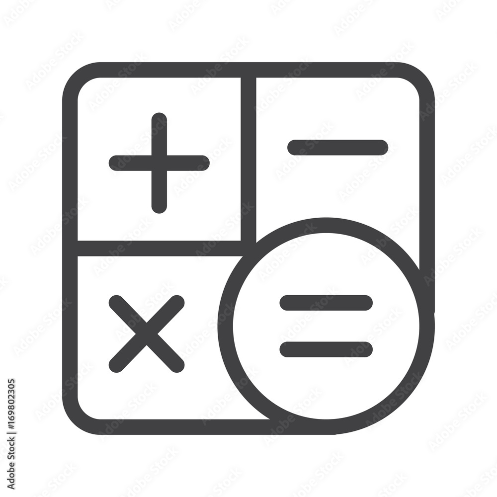 Calculator line icon, outline vector sign, linear style pictogram ...