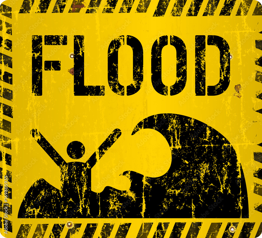 flood warning sign, vector illustration Stock Vector | Adobe Stock