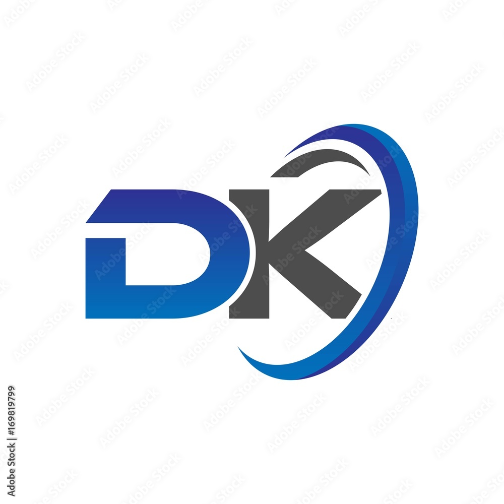 vector initial logo letters dk with circle swoosh blue gray Stock ...