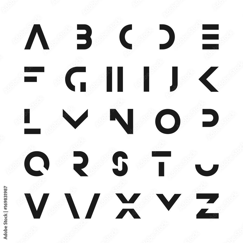 Simple modern font. Minimalistic english alphabet. Futuristic latin ...