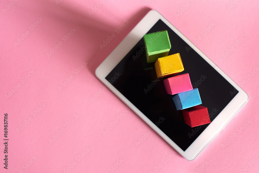 Charts made of colourful paper presenting diagram concept in real life ...