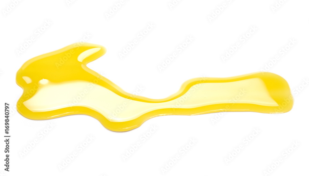 Puddle of orange juice isolated on white background, clipping path ...