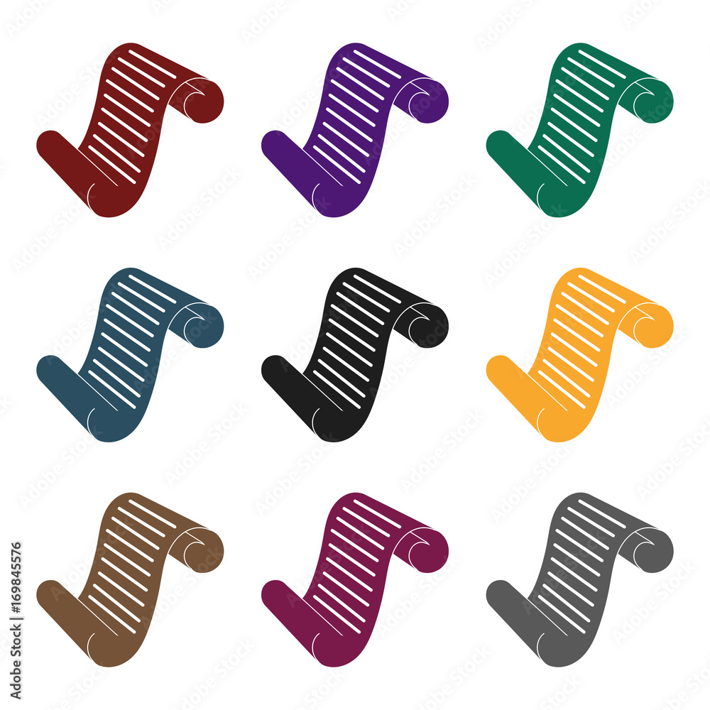 Paper scroll icon in black style isolated on white background. Theater ...