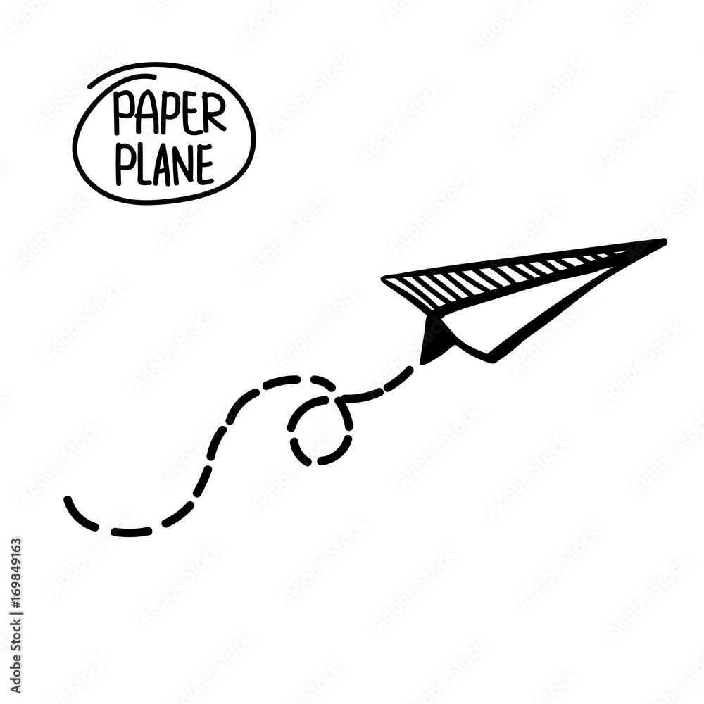 Vector paper airplane. Travel, route symbol. Vector illustration of ...