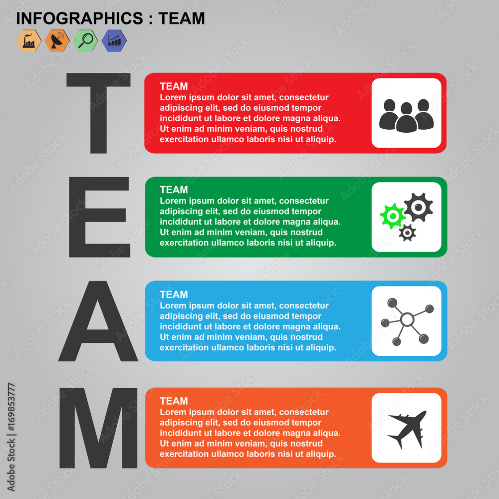 TEAM Business infographics report, chart, scheme, Vector illustration ...