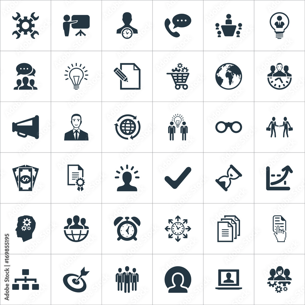 Vector Illustration Set Of Simple Strategy Icons. Elements Progress ...