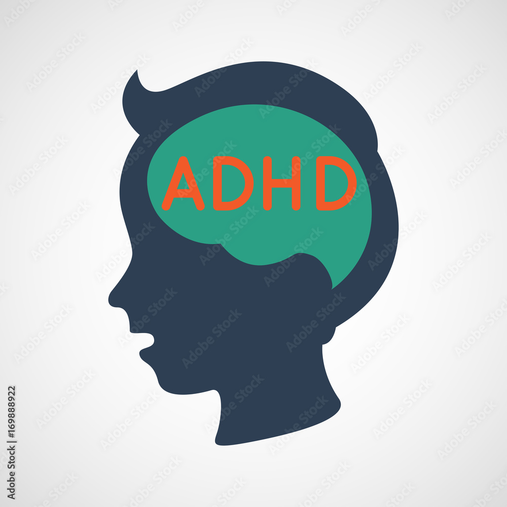 ADHD, Attention Deficit Hyperactivity Disorder concept, vector ...