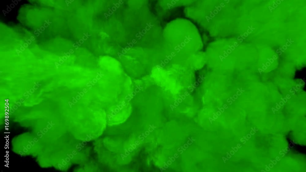 Animated stream of green toxic smoke filling up whole screen against ...