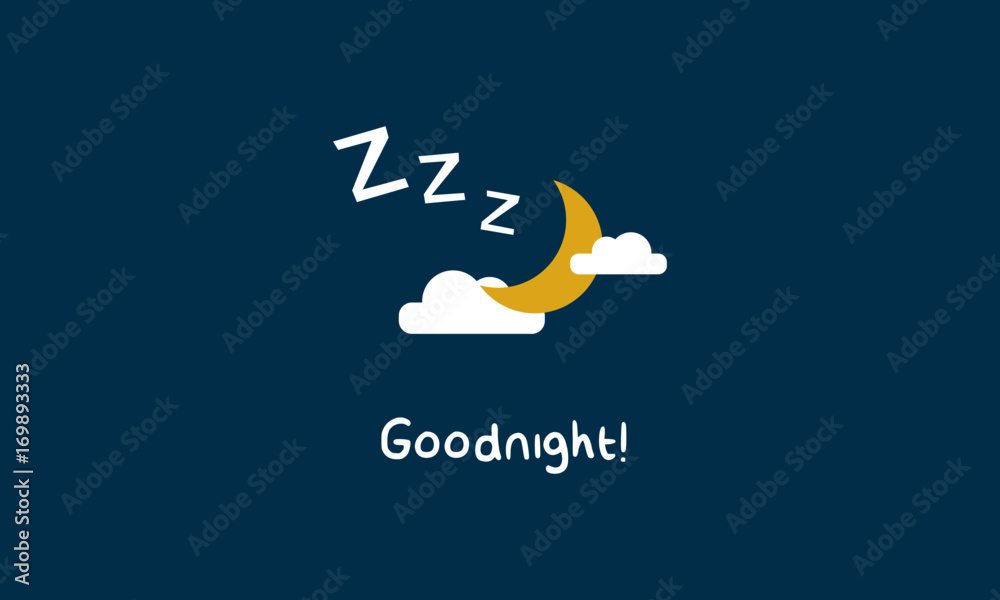 Goodnight! (Moon Clouds and Stars Z's Sleeping Art Vector Illustration ...