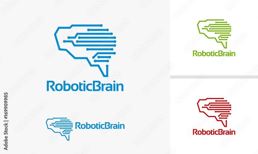 Robotic Brain logo template, Digital Brain logo designs vector ...