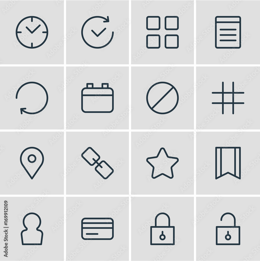 Vector Illustration Of 16 Annex Icons. Editable Pack Of Clock, User ...