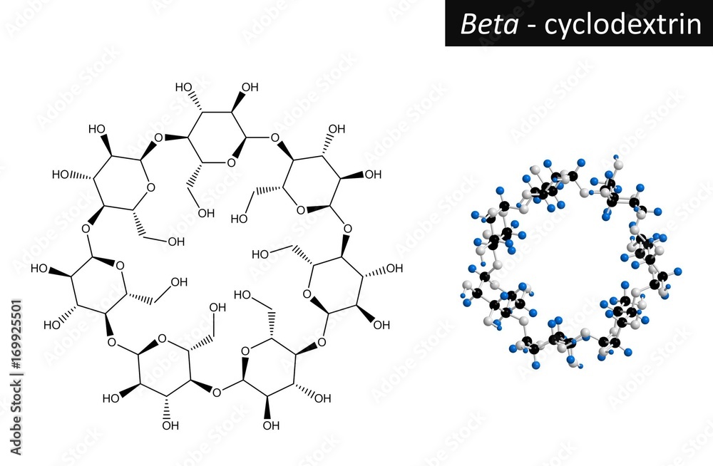 Molecular Structure Of Beta Cyclodextrin 3d Rendering Stock