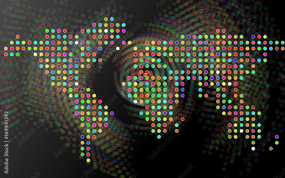 Abstract world map of dots on black background. Vector Stock Vector ...