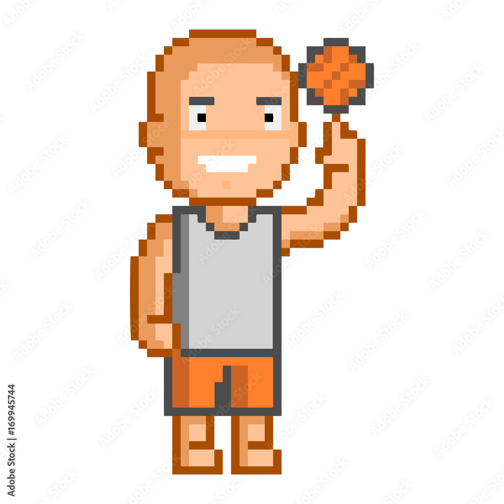 Vector 8-bit pixel art basketball player Stock Vector | Adobe Stock