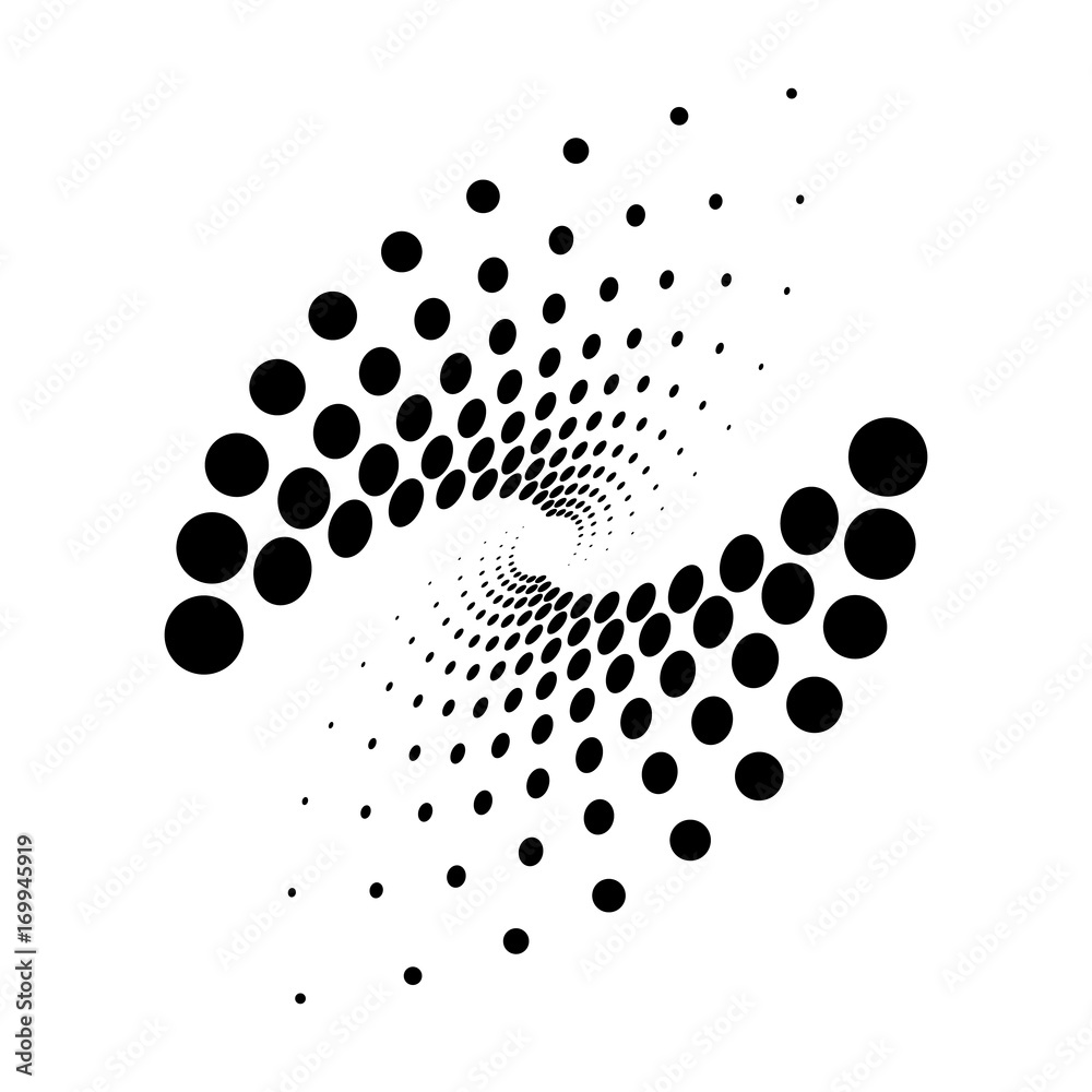 Oval Logo Design. Vector illustration of Spiral Monochrome Dots. Easy ...