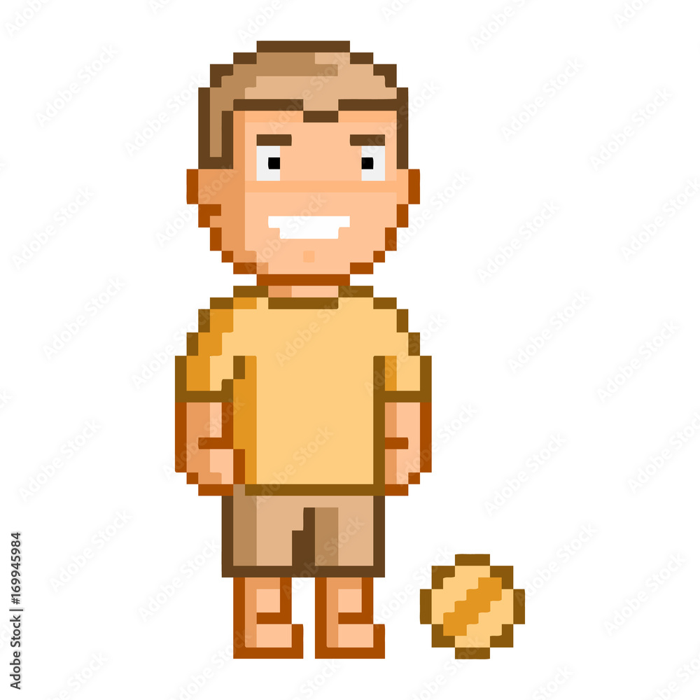 Vector 8-bit pixel art soccer player Stock Vector | Adobe Stock