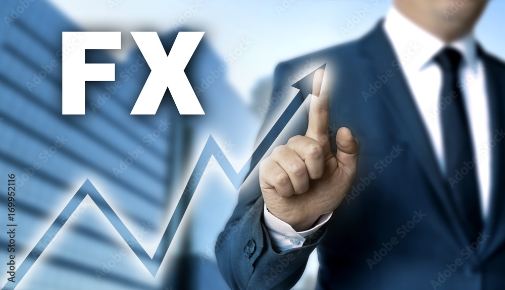 FX touchscreen wird von Geschäftsmann bedient Stock Photo | Adobe Stock