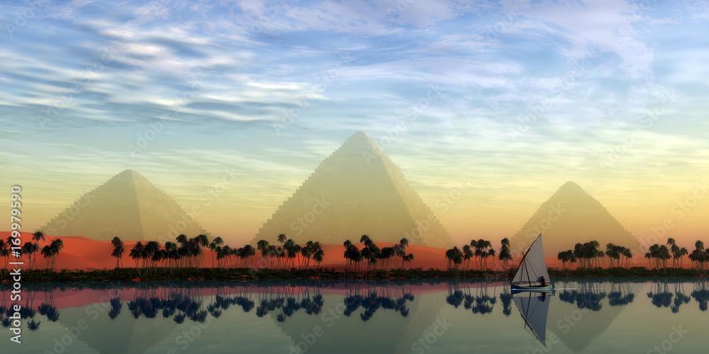 The Great Pyramids and Nile River - The Great Pyramids stand ...