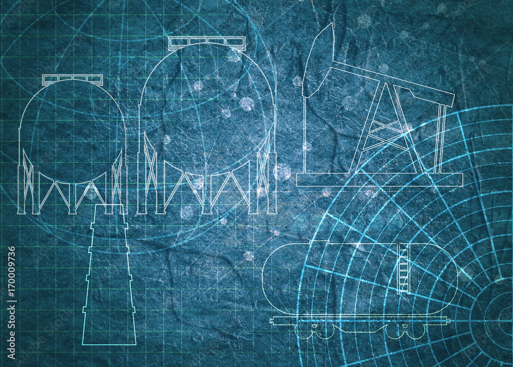 Old blueprint background texture. Technical backdrop paper. Outline ...