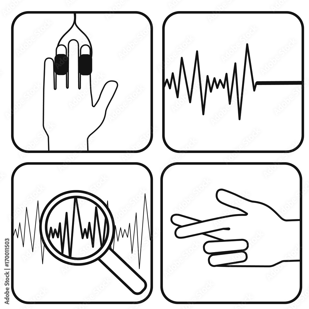 Lie detector test icons. Hand with sensor, crossed fingers gesture ...