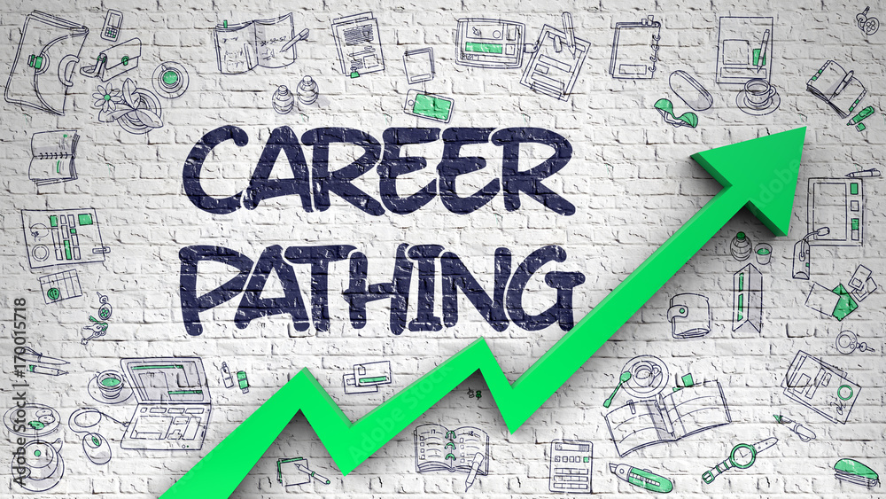 Career Pathing Drawn on White Wall. 3D. Stock Illustration | Adobe Stock