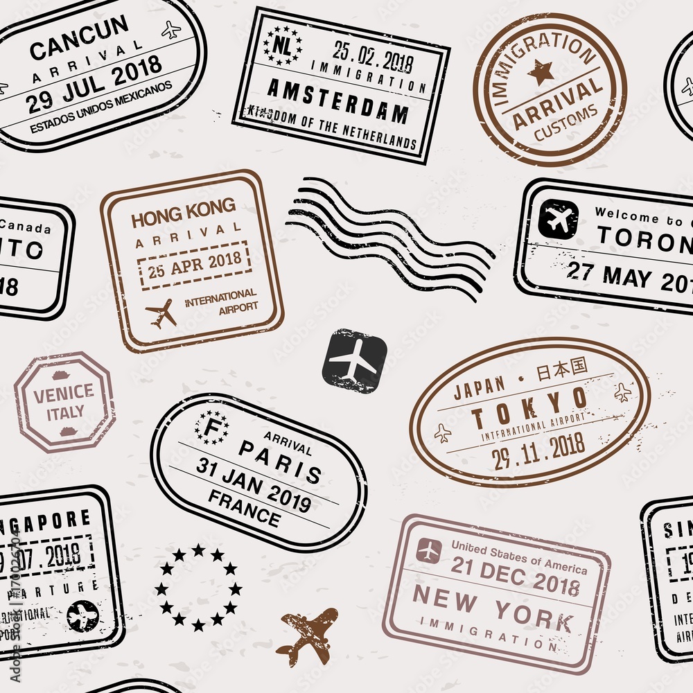 Travel stamp background Stock Vector | Adobe Stock