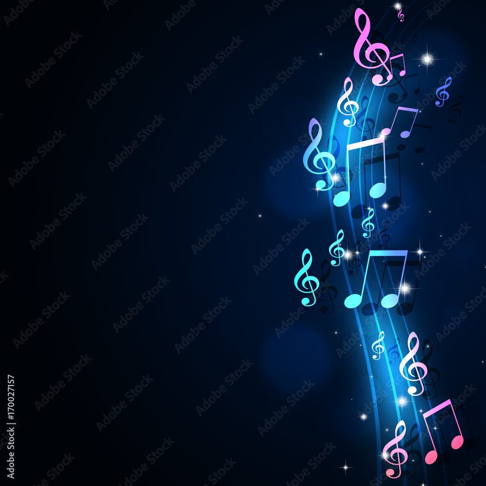 Funky Music Notes Blue Background Stock Illustration | Adobe Stock