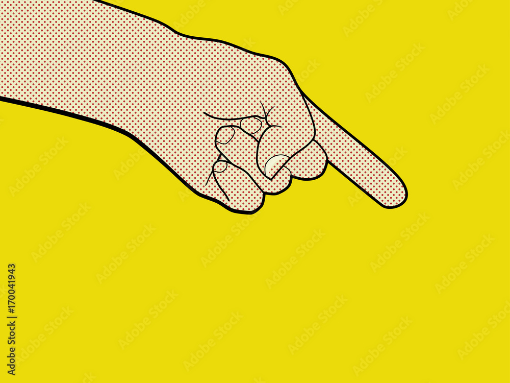 The finger pointing. Pop art. Vector illustration. Stock Vector | Adobe ...