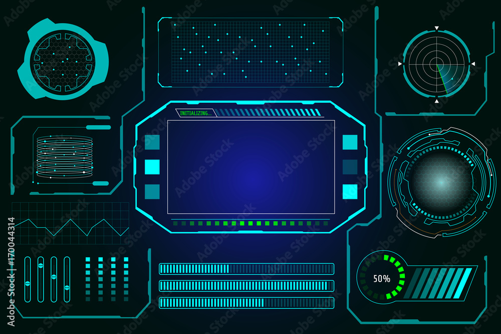 HUD Hi Technology User Interface Screen Control Panel Vector Background ...