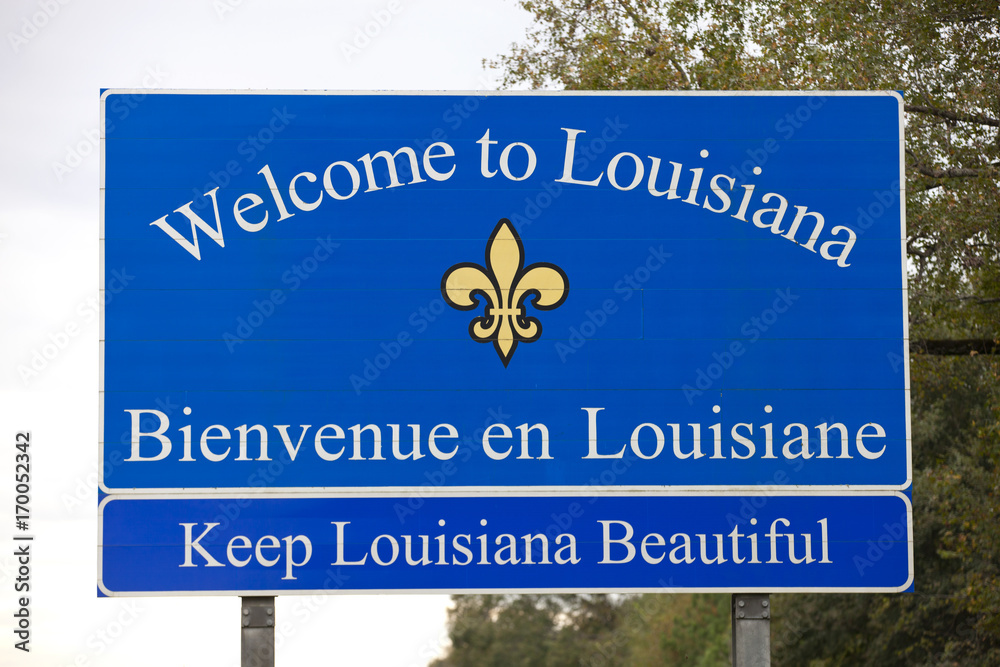 State Line Sign Saying Welcome to Louisiana Stock-Foto | Adobe Stock