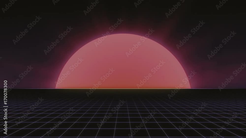 80s Retro Sun and Grid - Seamlessly Looping Animated Background Stock ...