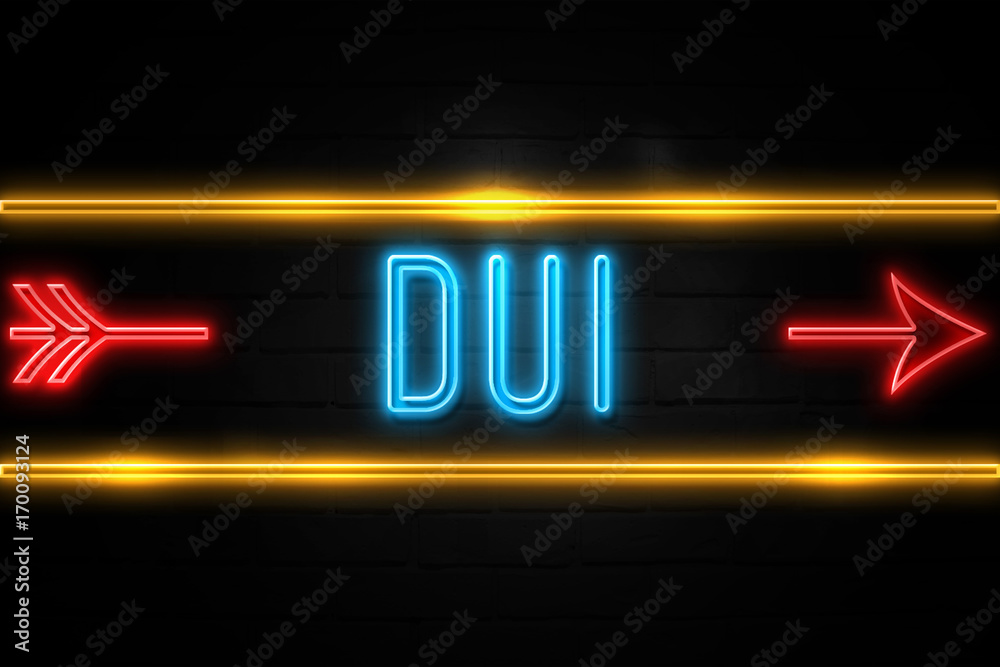 Dui - fluorescent Neon Sign on brickwall Front view Stock イラスト | Adobe ...