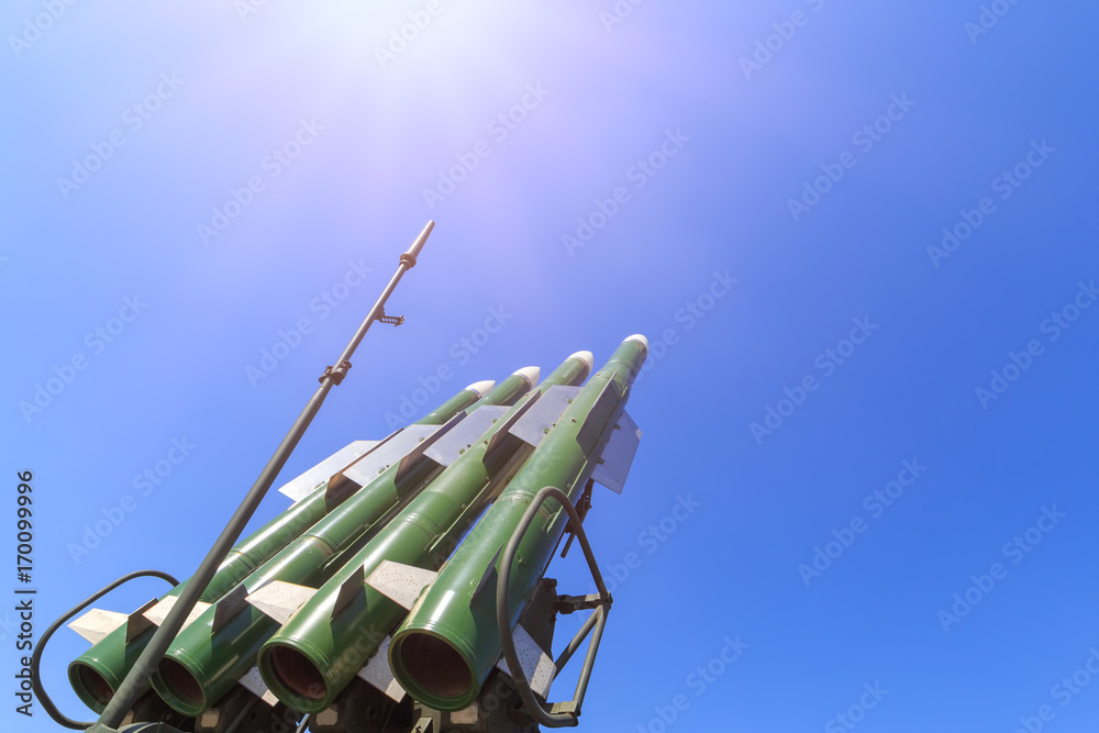 Launcher of the self-propelled system Buk M2 with four missiles on the ...