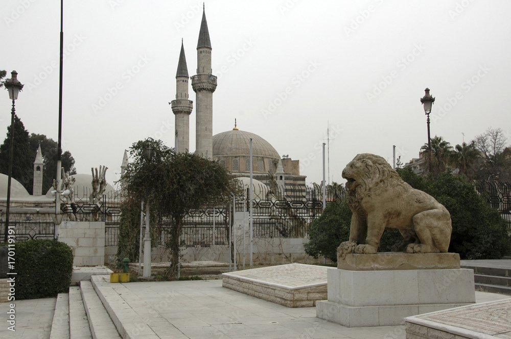 Sculpture of a lion at the National Museum of Damascus, Syria Stock ...
