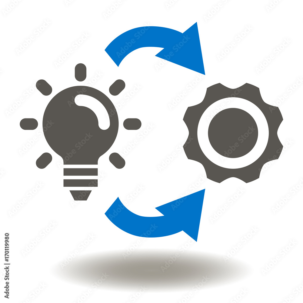 Implementation Icon Vector. Light Bulb Gear Circular Arrows Symbol ...