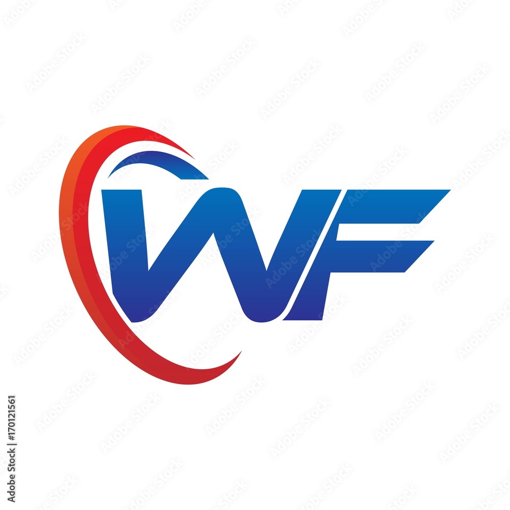 modern dynamic vector initial letters logo wf with circle swoosh red ...