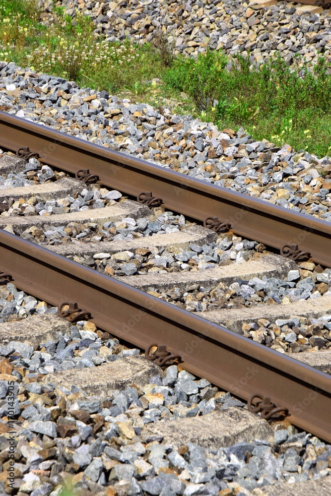 Bahnschienen und Bahngleise im Schienennetz, Fahrweg für ...