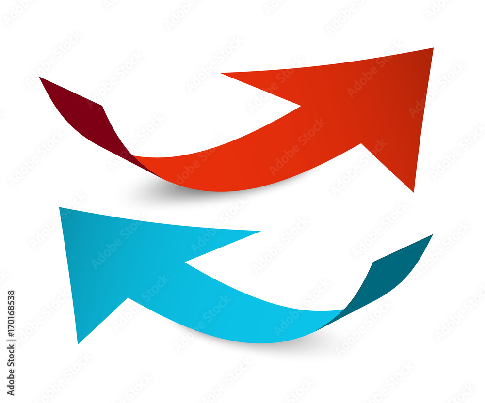 Red and Blue Arrows. Vector Paper Arrow Set Isolated on White ...