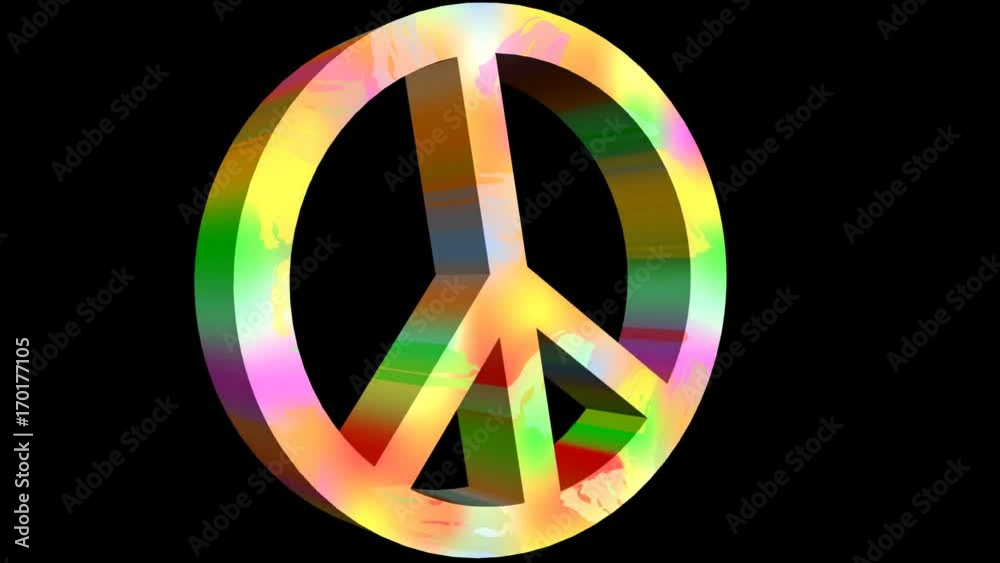 For peace animation with anti war symbole in rainbow colors. 3d antiwar ...