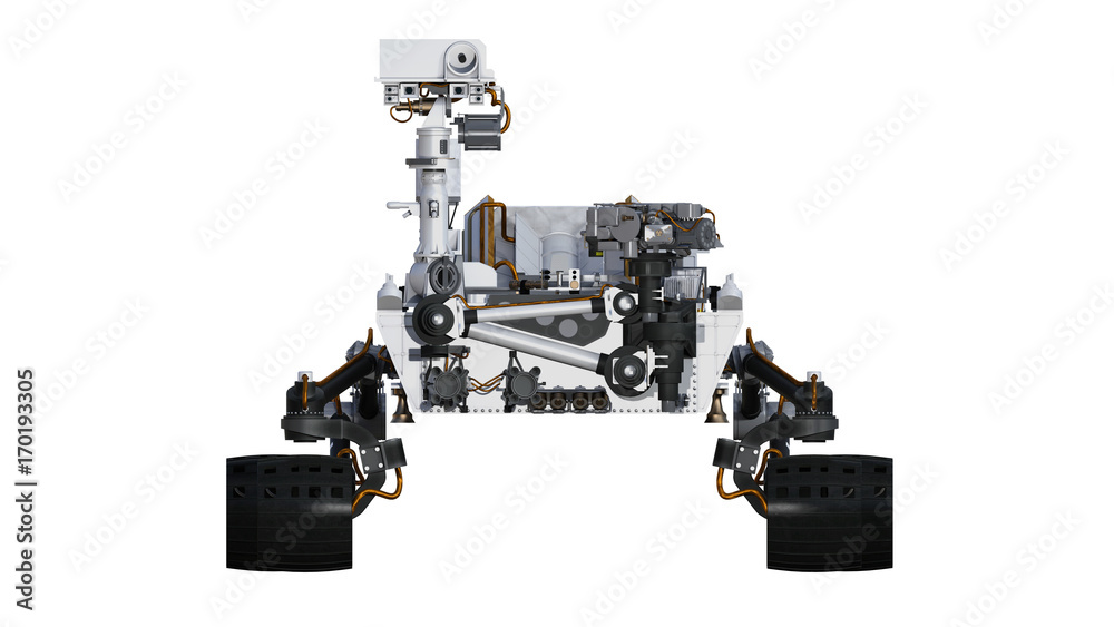 Mars Rover, automated space motor vehicle isolated on white background ...
