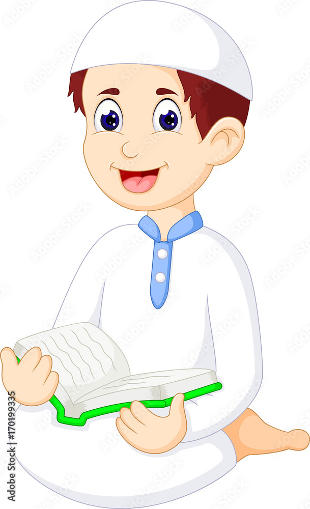 Islamic man cartoon reading book Stock Vector | Adobe Stock