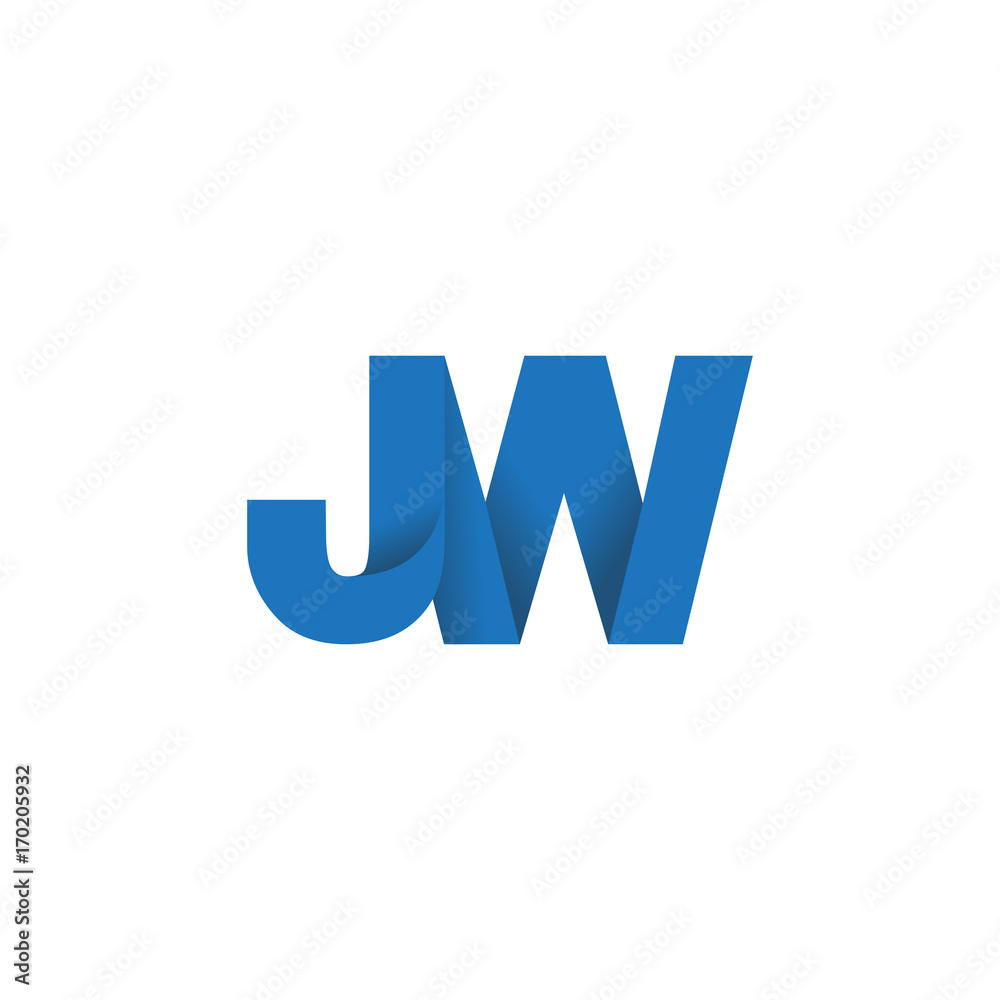 Initial letter logo JW, overlapping fold logo, blue color Stock Vector ...