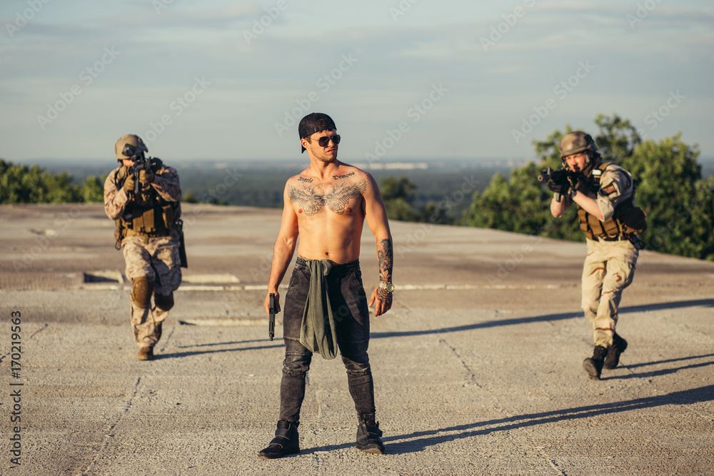 British special forces soldiers captured bandit hostage. war, army and ...