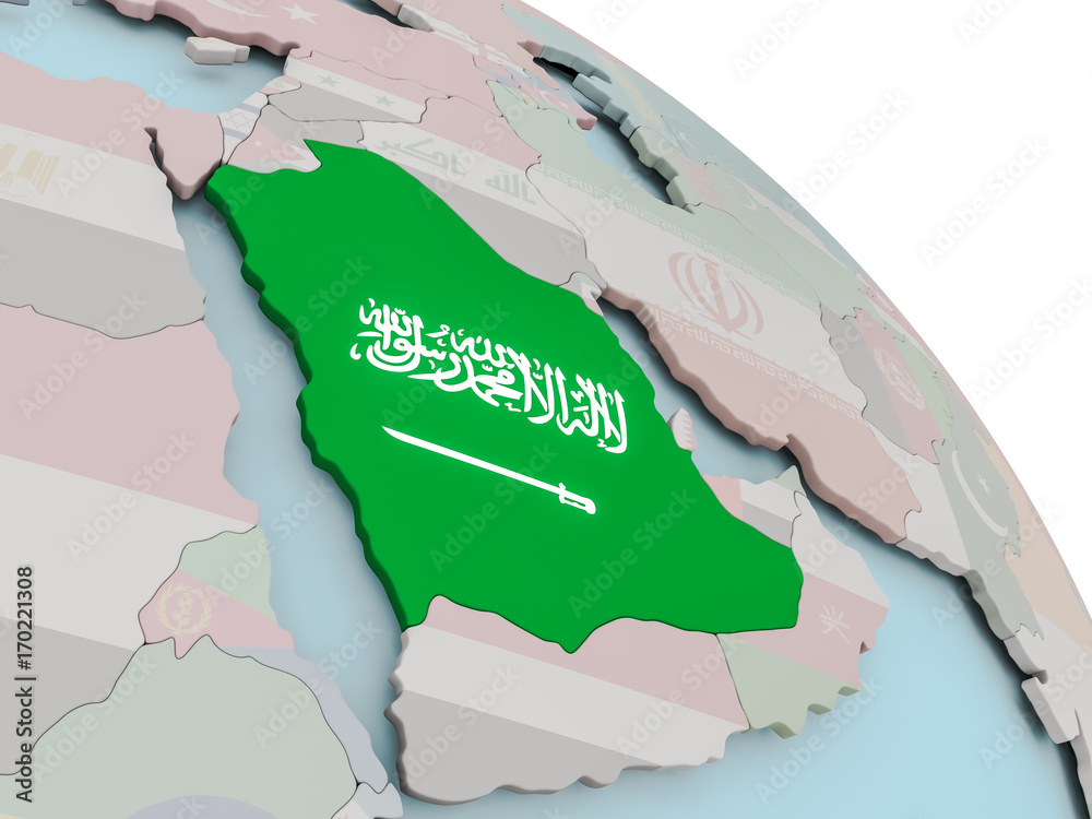 Map of Saudi Arabia with flag Stock Illustration | Adobe Stock