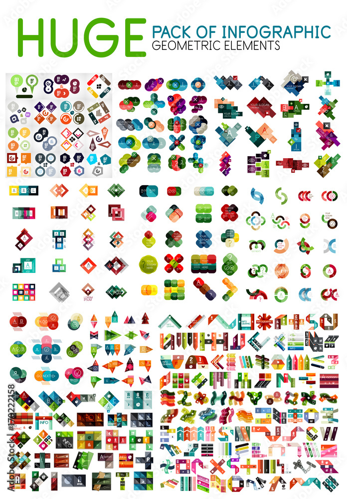 Huge mega pack of infographic option menu layouts, geometric ...