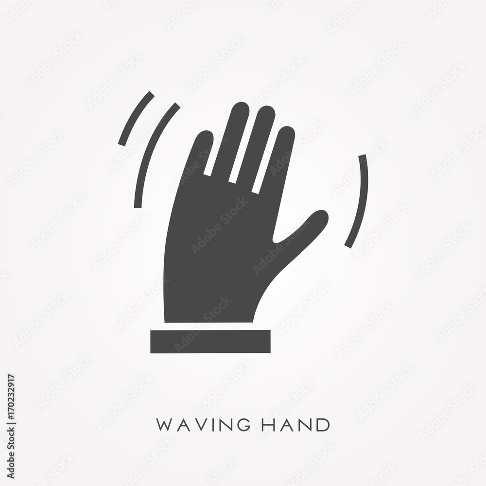 Silhouette icon waving hand Stock Vector | Adobe Stock