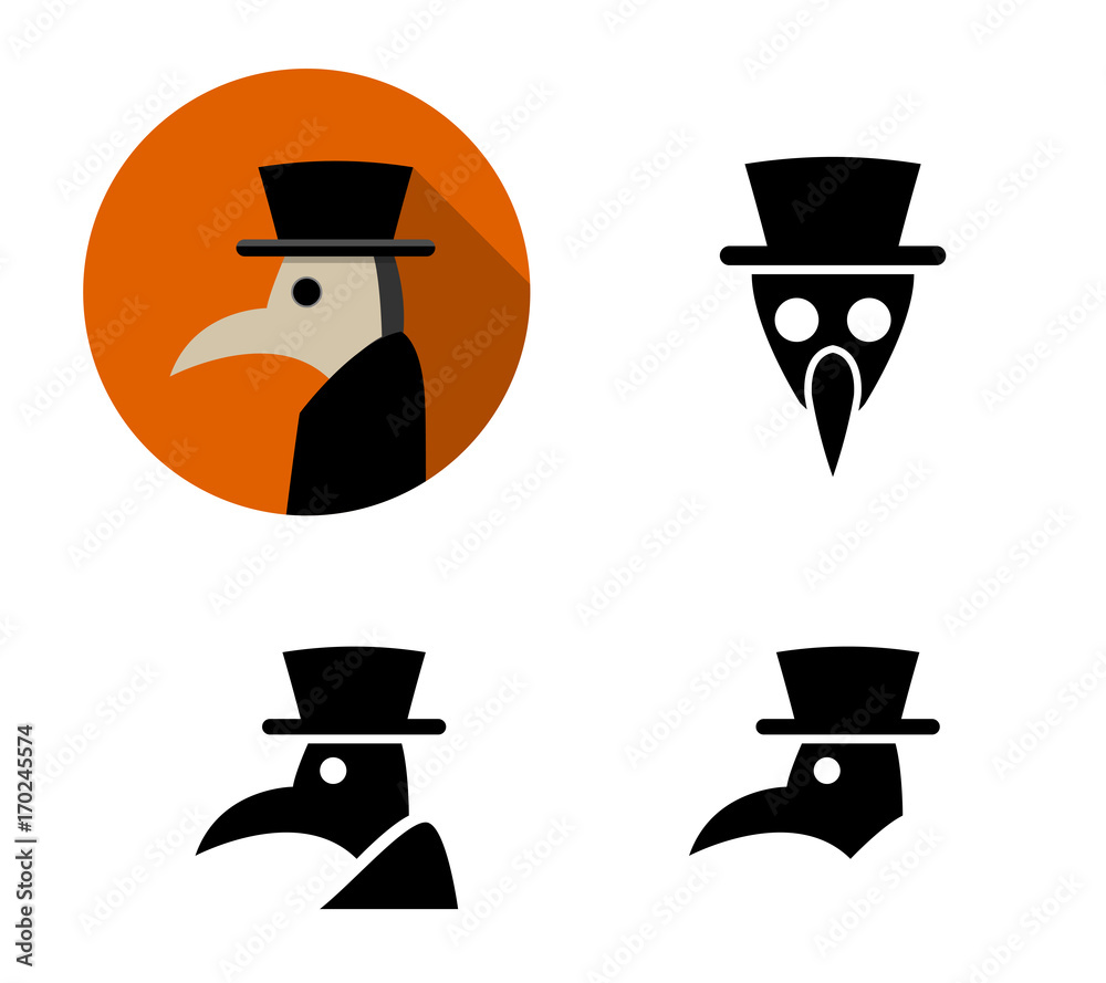 Set of Plague doctor icons, vector Stock Vector | Adobe Stock