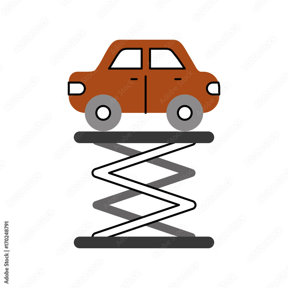 cartoon car over self propelled lift service maintenance vector ...