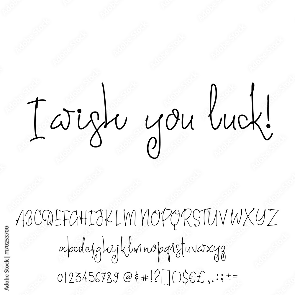 Vector Alphabet. I wish you luck. Calligraphic font. Unique Custom ...