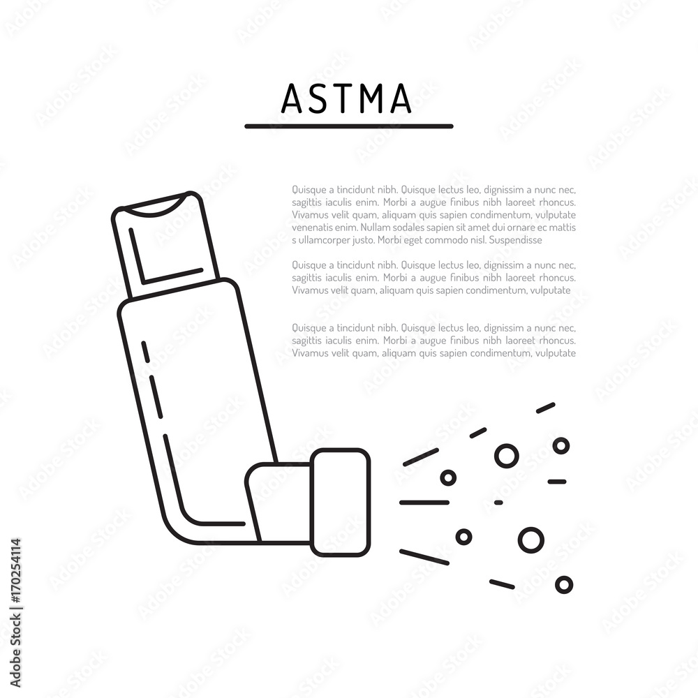 Inhaler of Asthma vector banner template on medical theme with place ...